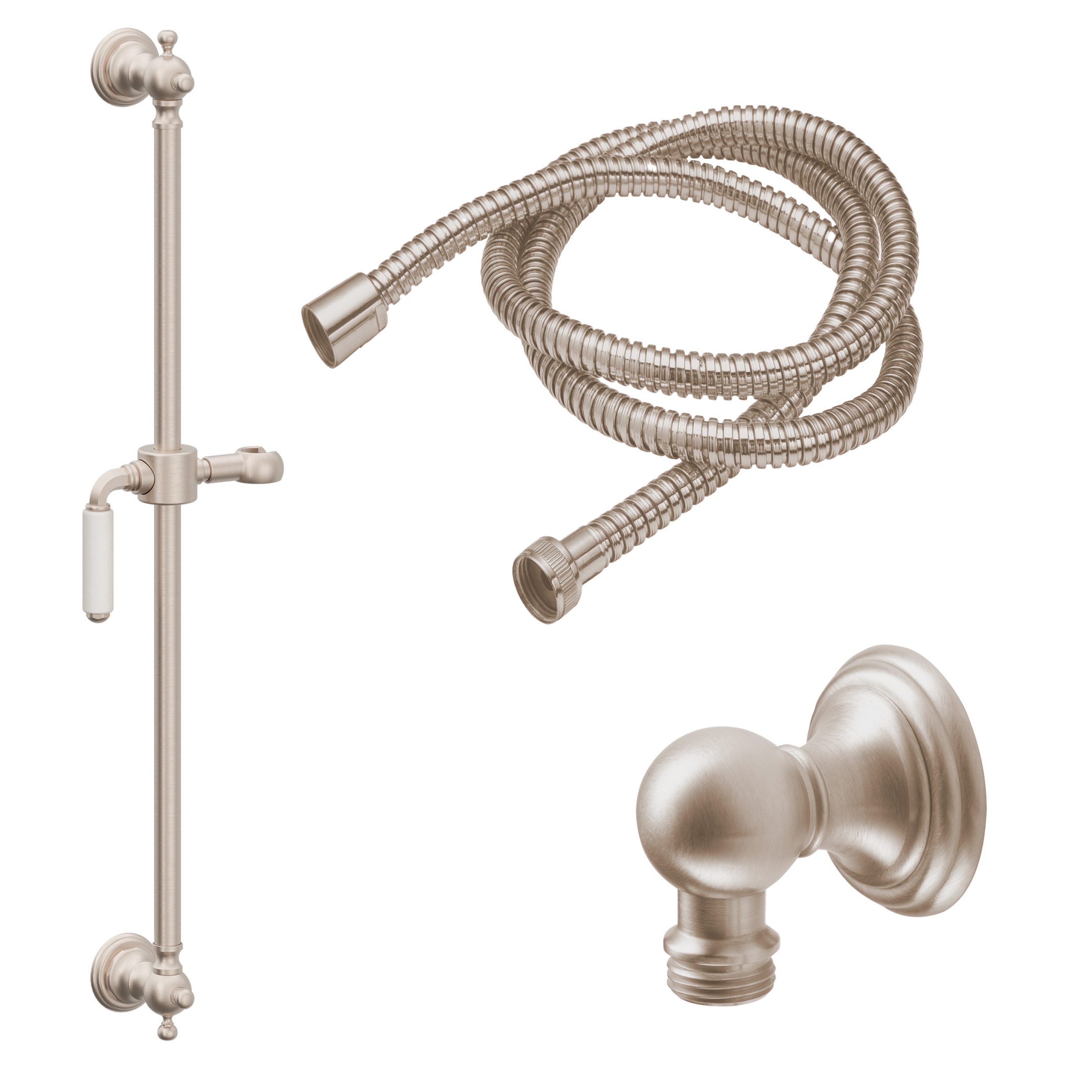 24" Grab Bar Handshower Kit - White Porcelain Lever Handle with Line ...