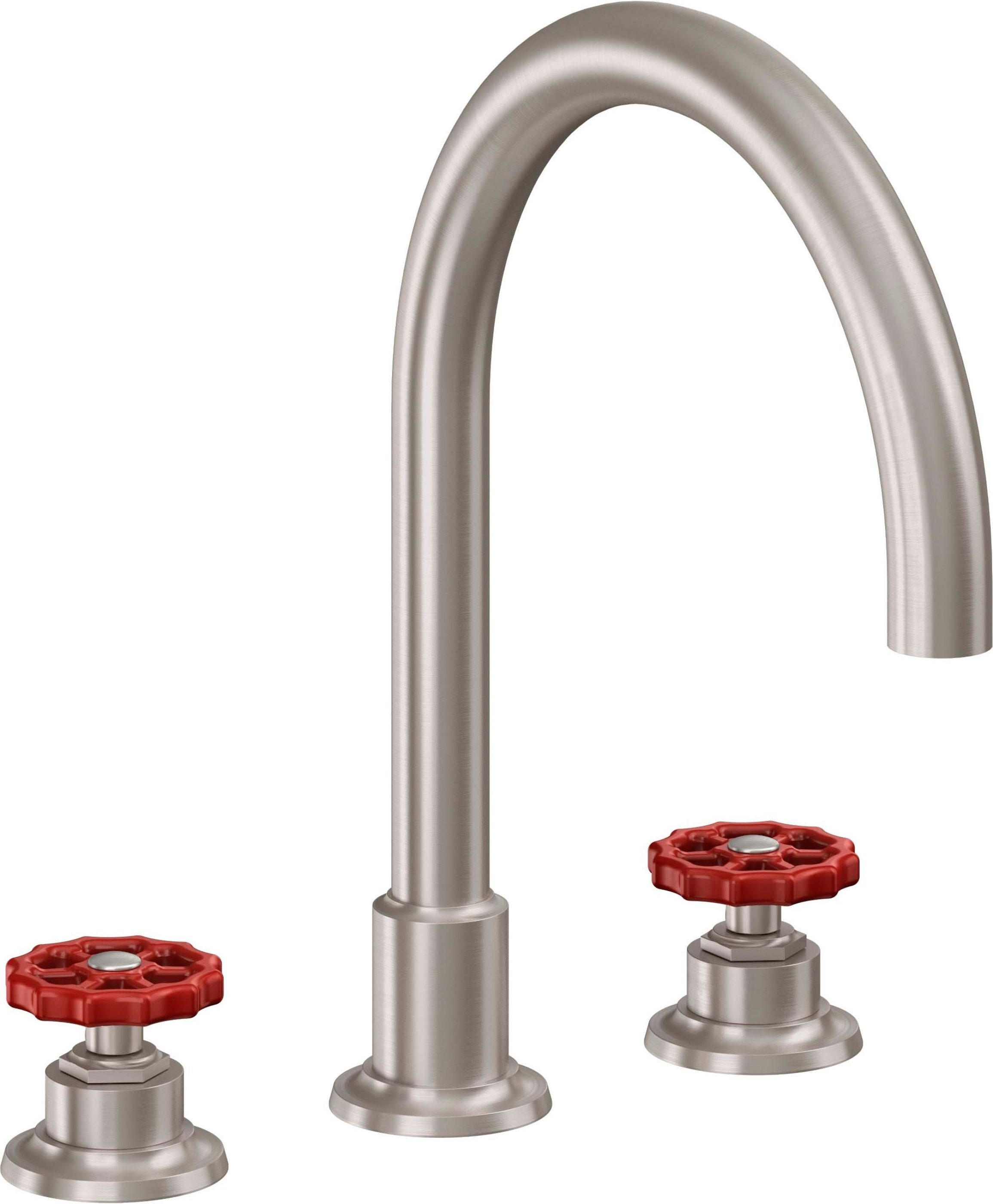 Roman Tub Complete Set with Red Wheel - 8108WR - California Faucets